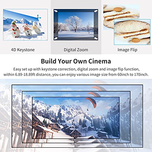 Wireless LED Projector 2 HDMI USB 1080P HD Home WiFi Bluetooth Projector LED LCD 5000 Lumens Smart Movie Theater Cinema Gaming Outdoor Entertainment Beamer Proyector for Phone PC DVD Laptop