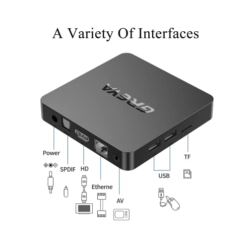 GREVA Android 11 TV Box 2GB RAM 16GB ROM Support Dual Band WiFi 2.4G/5G Voice Remote Control BT 5.0 4K HDR Smart Streaming Media Player