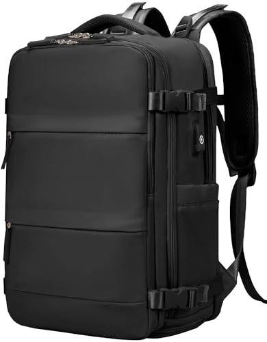 MOLNIA Large Travel Backpack for Women & Men with Shoe Compartment, Airline Approved Carry on Backpack 17.3" Laptop Backpack with USB Port Casual Daypack for Work, Business, College (Black)