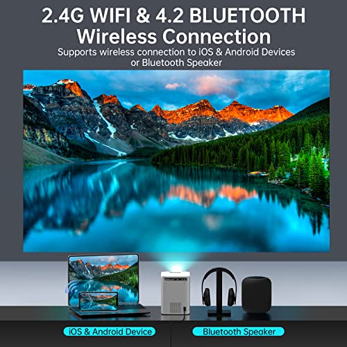 QIAOLET Mini Projector,Portable Projector with WiFi and Bluetooth,Native 1080P FHD,Andriod OS 9.0,Movie Projector for iPhone Android,Home Theater Projector Compatible with USB/HDMI,TV Stick,Computer