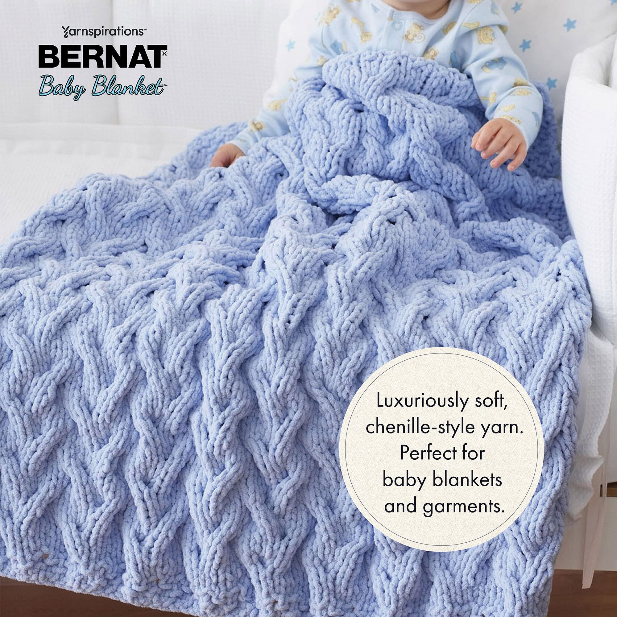 Bernat BABY BLANKET BB Seafoam Yarn - 1 Pack of 10.5oz/300g - Polyester - #6 Super Bulky - 220 Yards - Knitting/Crochet