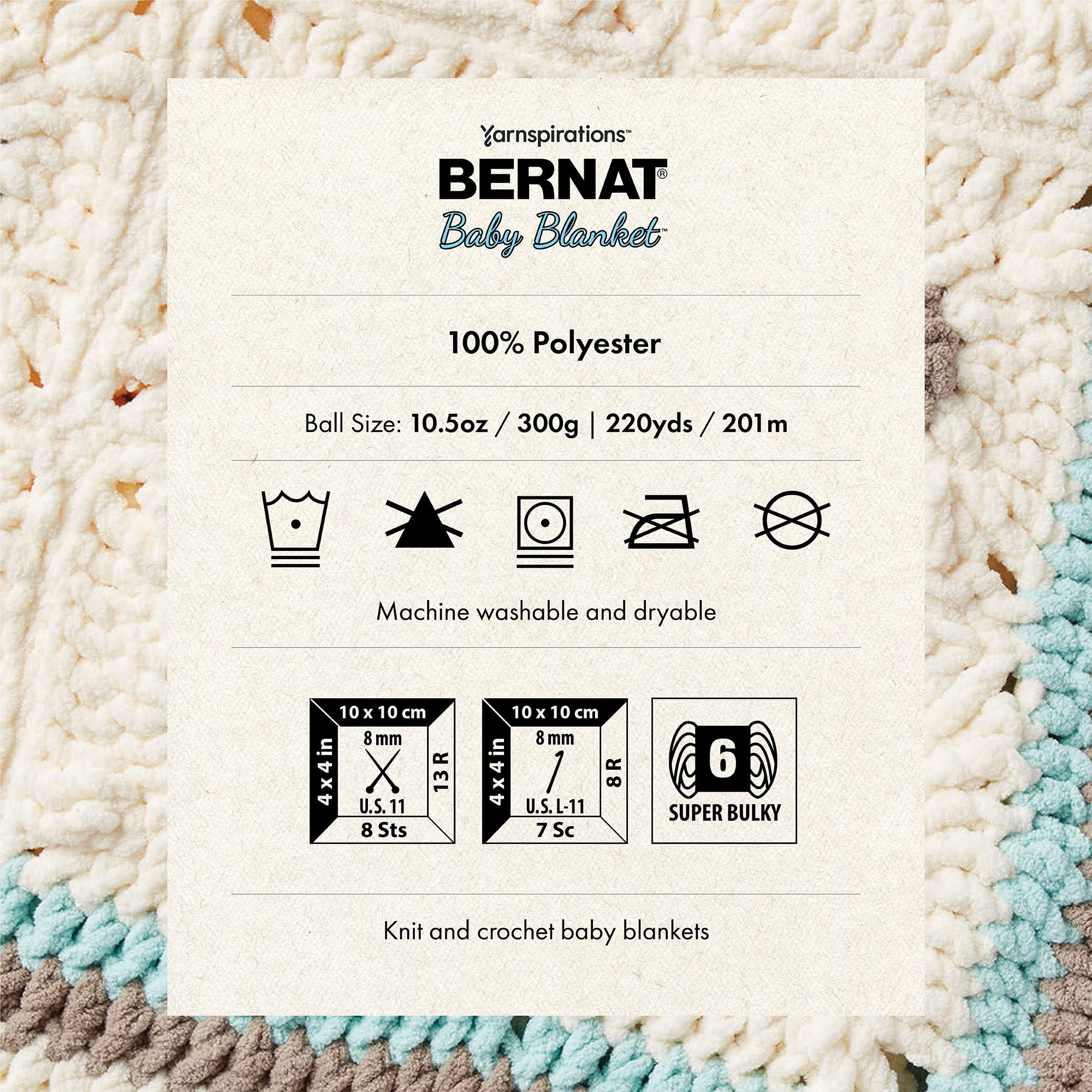 Bernat BABY BLANKET BB Seafoam Yarn - 1 Pack of 10.5oz/300g - Polyester - #6 Super Bulky - 220 Yards - Knitting/Crochet