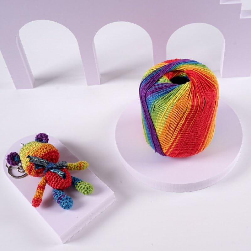 50g/Ball Colorful Lace 100% Cotton Yarn Segmental Dyeing Gradient Yarn DIY Hand Knitting Crochet Garment Doll Lace Yarn (Color : 1PC 751)