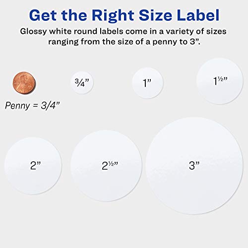 Avery Printable Round Labels with Sure Feed, 2" Diameter, Glossy White, 60 Customizable Labels (22817)
