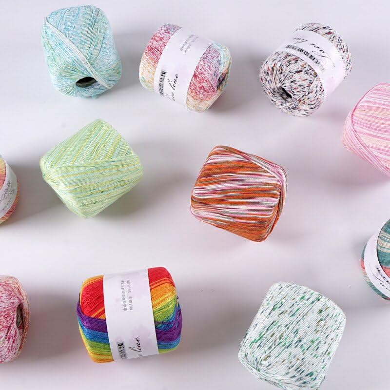 50g/Ball Colorful Lace 100% Cotton Yarn Segmental Dyeing Gradient Yarn DIY Hand Knitting Crochet Garment Doll Lace Yarn (Color : 1PC 751)