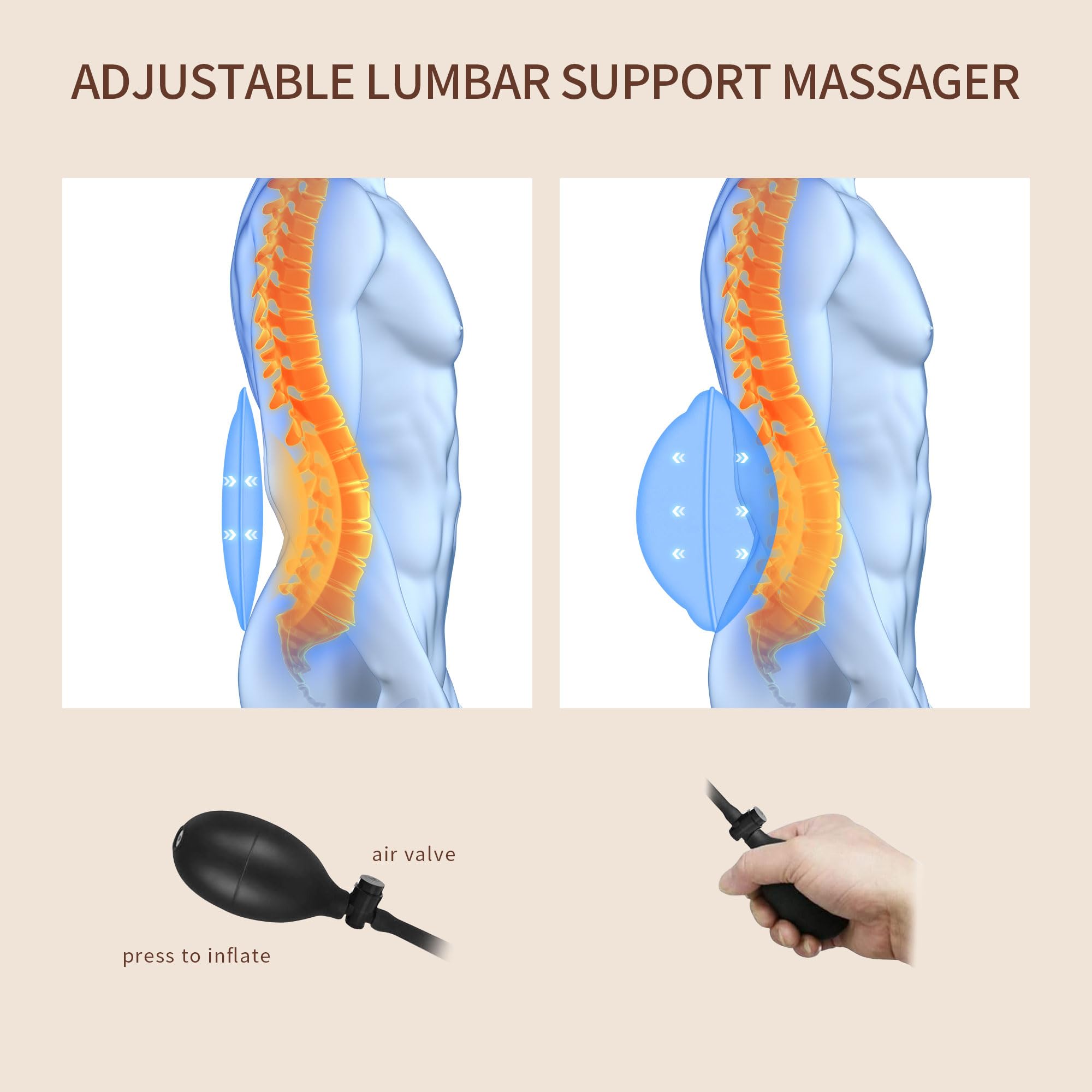 Back Massager with Heat, Massage Seat Cushion with 3D Lumbar Traction, 10 Vibrating Motors Massager Chair Pad for Full Body Pain Relief, and Home Use