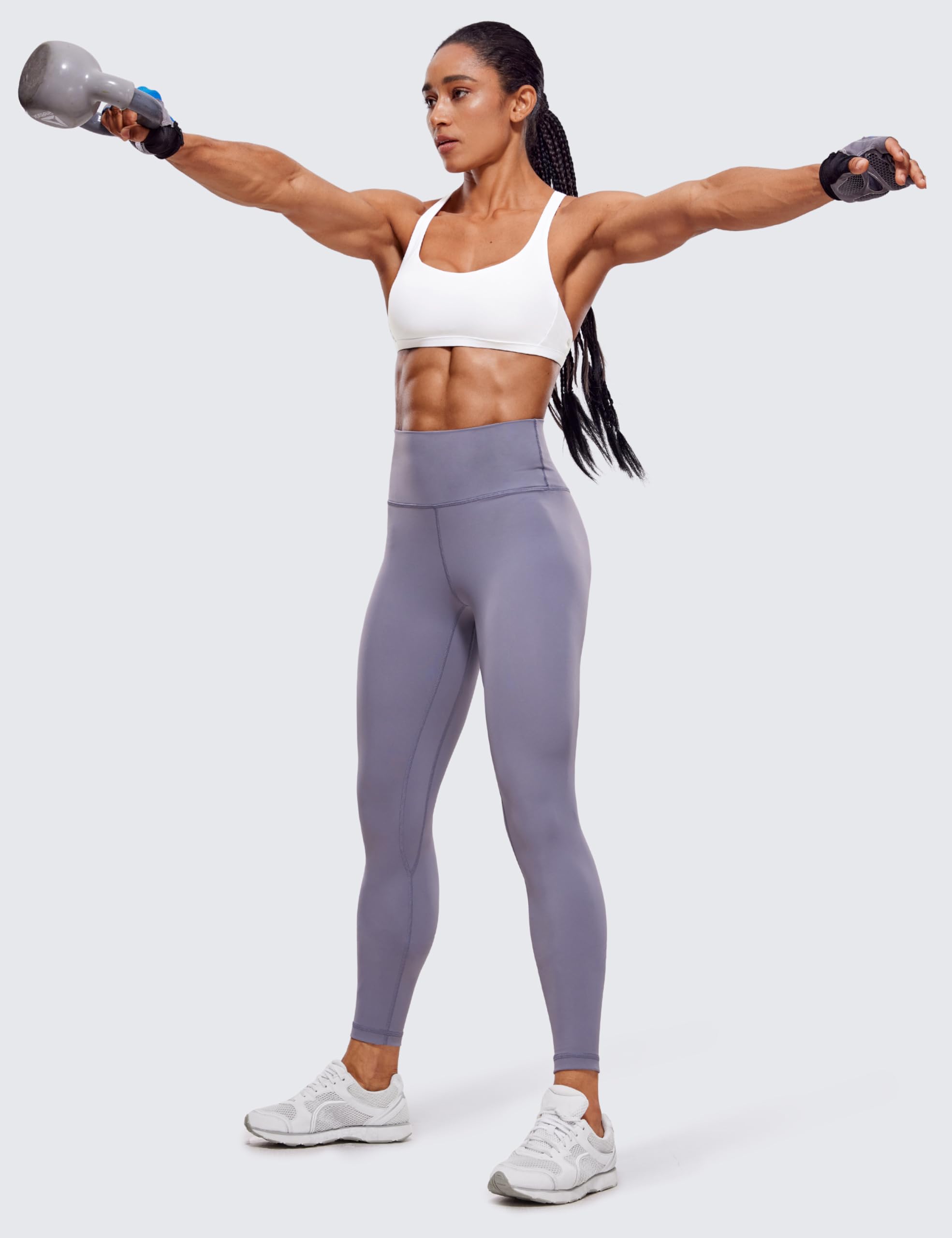 CRZ YOGA Womens Strappy Sports Bra - Criss Cross Back Padded Medium Support Wireless Gym Cami Workout Yoga White Medium