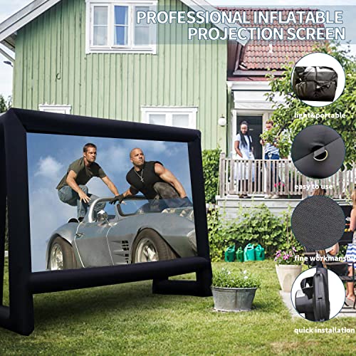 26 ft Inflatable Movie Screen Outdoor Incl Blower - Front and Rear Projection - Portable Blow Up Projector Screen for School, Churches, Grand Parties, Backyard Pool Fun