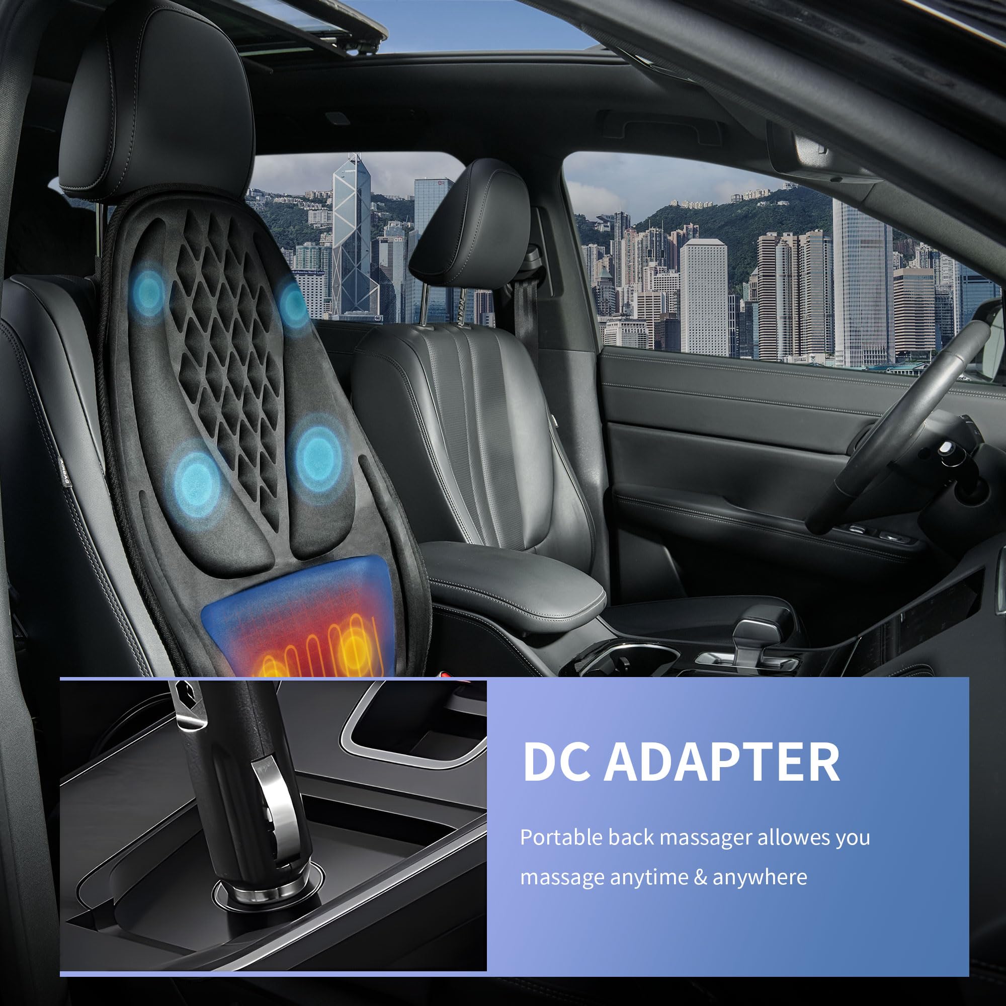 Back Massager with Heat, Massage Seat Cushion with 3D Lumbar Traction, 10 Vibrating Motors Massager Chair Pad for Full Body Pain Relief, and Home Use