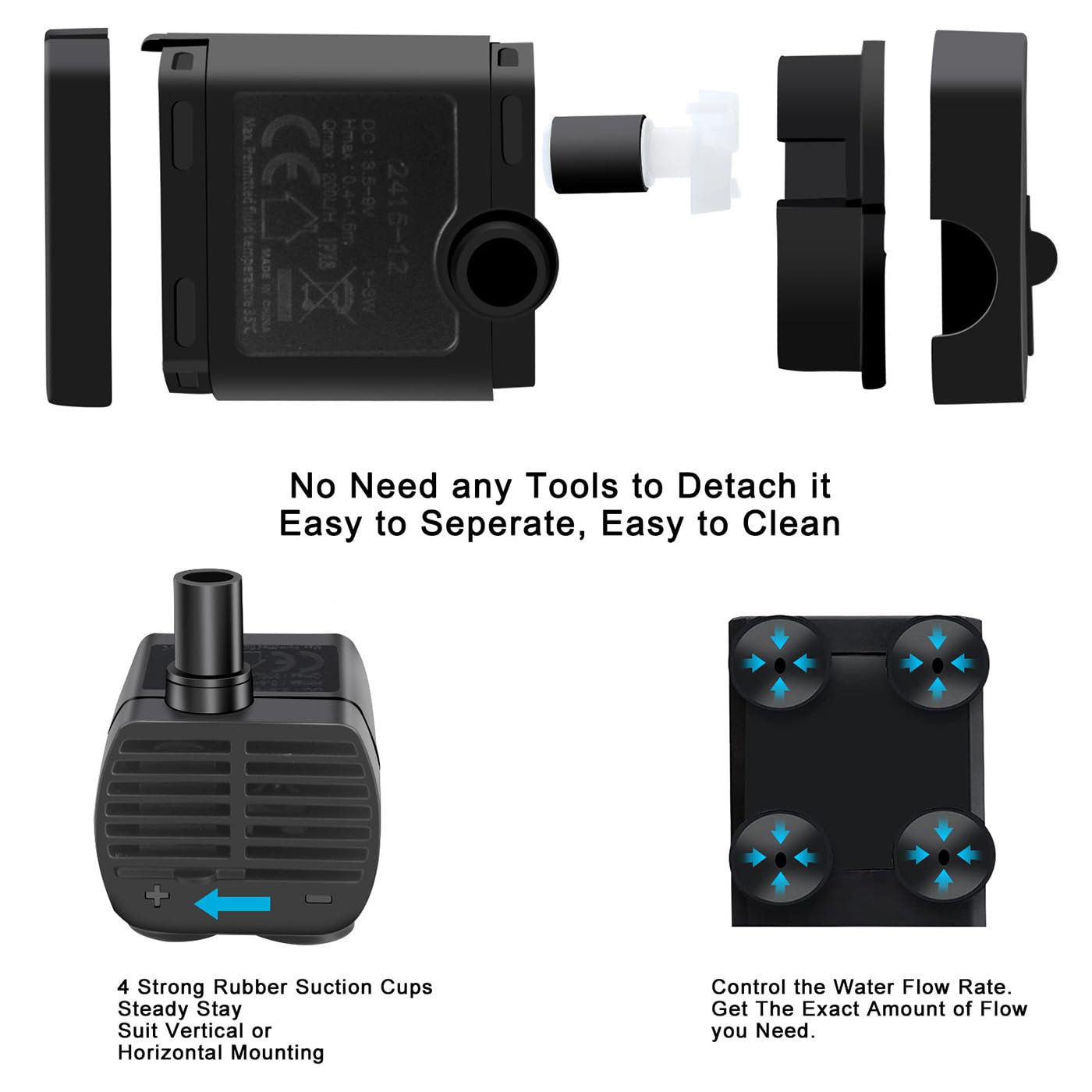 Mini Submersible Water Pump, Ultra Quiet USB Fountain Pump DC 5V, for Pet Water Fountain, Aquarium Fish Tank, Tabletop Fountain, Water Gardens and Hydroponic Systems