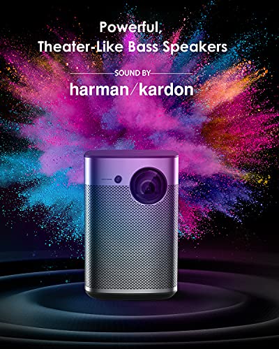 XGIMI Halo True 1080p Portable Projector for Outdoor Movie Night, 800 ANSI Lumen, Harman Kardon Speakers, WiFi Bluetooth, Auto Focus, Auto Keystone Correction, Android TV 9.0