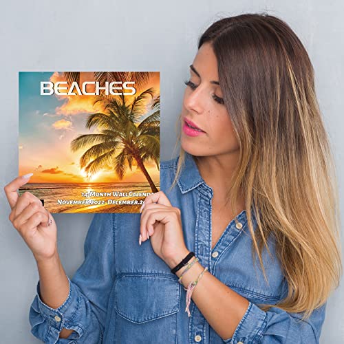 2023 Wall Calendar BEACHES, 14 Months Hangable Wall Calendars, Nov.2022-Dec.2023, Beach Calendars 2023, 12" x 24" (Open), Thick Glossy Paper, Organizing & Planning