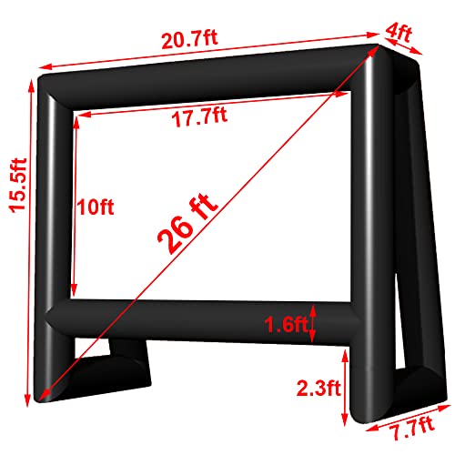 26 ft Inflatable Movie Screen Outdoor Incl Blower - Front and Rear Projection - Portable Blow Up Projector Screen for School, Churches, Grand Parties, Backyard Pool Fun