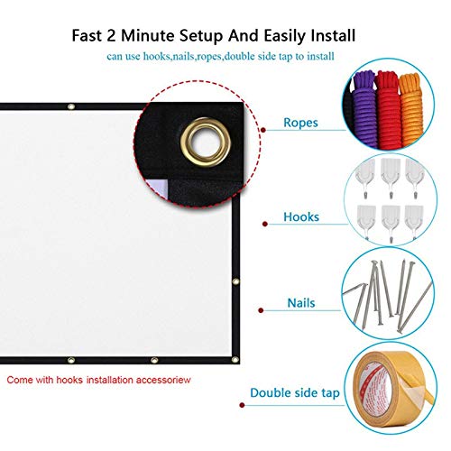 STACEY Portable Projector Screen Theater Outdoor HD White Foldable Anti- (60Inch)