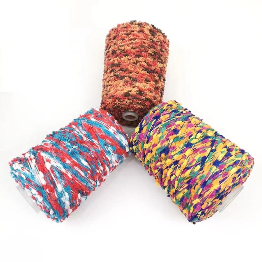 50G/Ball Dyed Toothbrush Wool Yarn Warm Soft Velvet Handmade Characteristic Thread Pompom Fancy Crochet Yarn (Color : Black White)