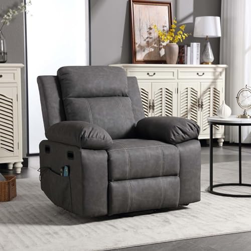 JEEOHEY Recliner Chair, Electric Power Lift Chair,Upholstered PU Leather Massage Chair Recliner Sofa with Heated,Adjustable Modern Reclining Chair for Elderly Adults(Grey)