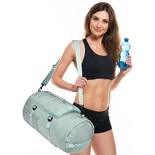 MIYCOO Gym Bag for Women and Men Sports Duffle Bag Travel Backpack Weekender Overnight Bag with Shoes Compartment Green