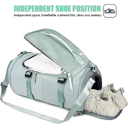 MIYCOO Gym Bag for Women and Men Sports Duffle Bag Travel Backpack Weekender Overnight Bag with Shoes Compartment Green