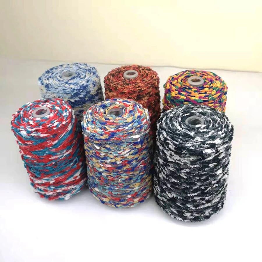50G/Ball Dyed Toothbrush Wool Yarn Warm Soft Velvet Handmade Characteristic Thread Pompom Fancy Crochet Yarn (Color : Black White)