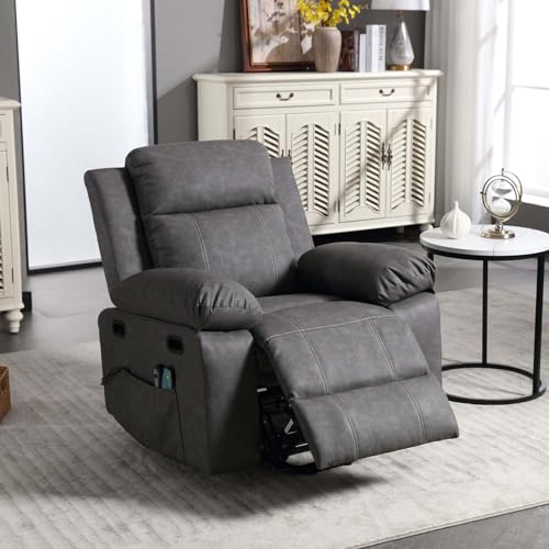 JEEOHEY Recliner Chair, Electric Power Lift Chair,Upholstered PU Leather Massage Chair Recliner Sofa with Heated,Adjustable Modern Reclining Chair for Elderly Adults(Grey)