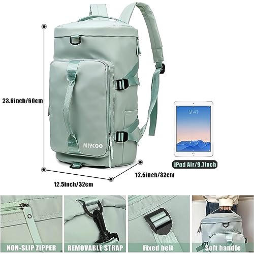 MIYCOO Gym Bag for Women and Men Sports Duffle Bag Travel Backpack Weekender Overnight Bag with Shoes Compartment Green