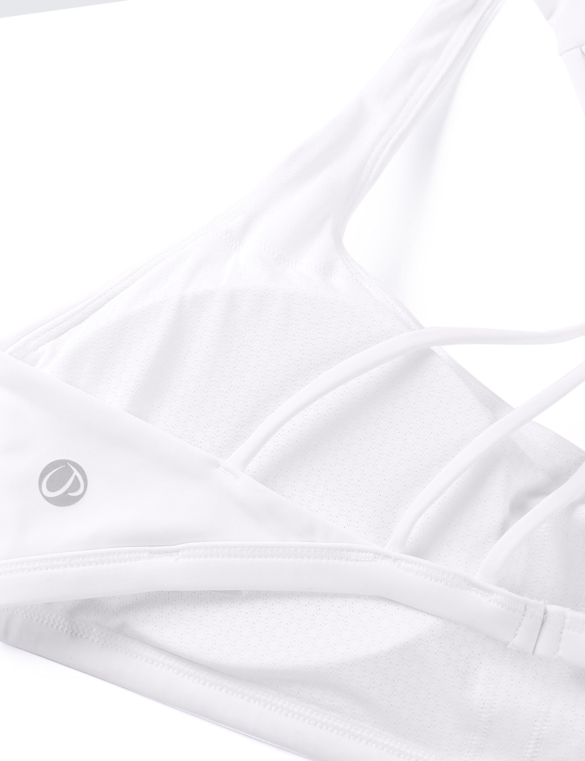 CRZ YOGA Womens Strappy Sports Bra - Criss Cross Back Padded Medium Support Wireless Gym Cami Workout Yoga White Medium
