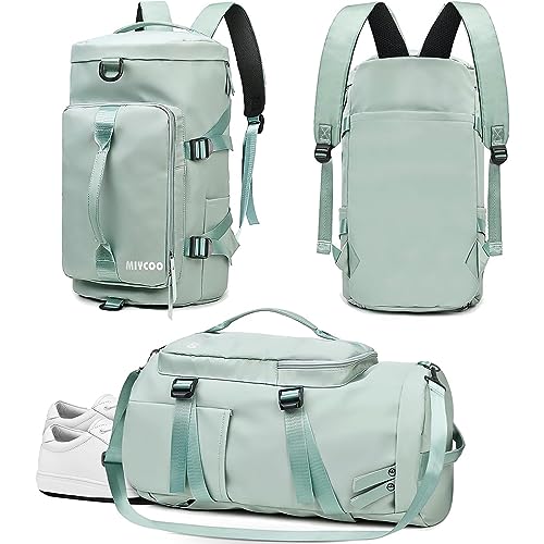 MIYCOO Gym Bag for Women and Men Sports Duffle Bag Travel Backpack Weekender Overnight Bag with Shoes Compartment Green