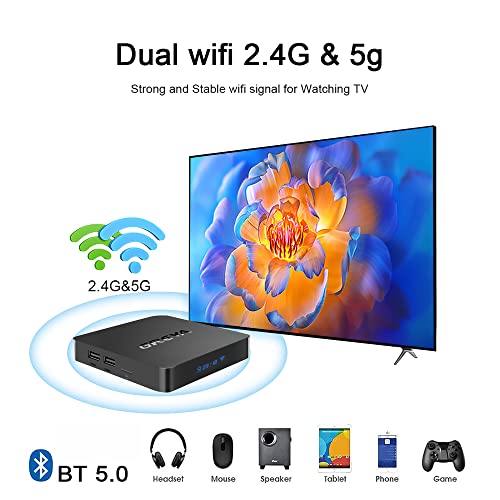 GREVA Android 11 TV Box 4GB RAM 32GB ROM Support Dual Band WiFi 2.4G/5G Voice Remote Control BT 5.0 4K HDR Smart Streaming Media Player