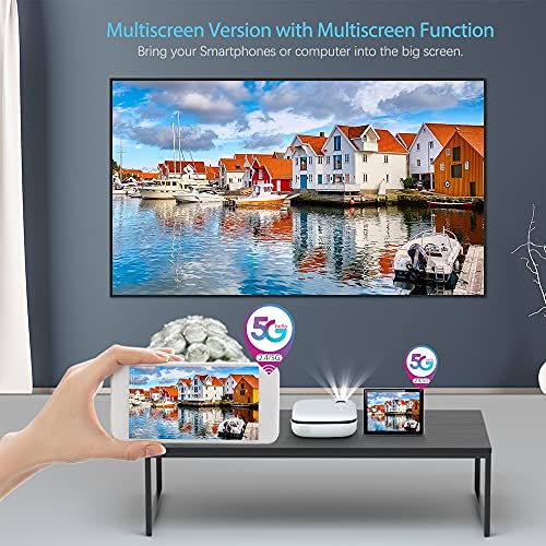 FZZDP New Tech 5G Mini Projector TD92 Native 720P Smart Phone Projector 1080P Video 3D Home Theater Portable Proyector ( Size : Multiscreen Version )