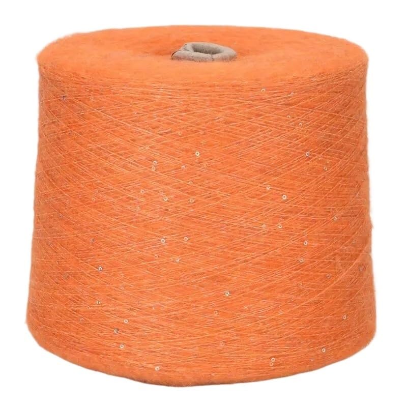 500g/Ball/Mohair Alpaca Sequins Yarn DIY Knitting Wool Sweaters, Coats, Socks, Hats Yarn (Color : 839- Orange)