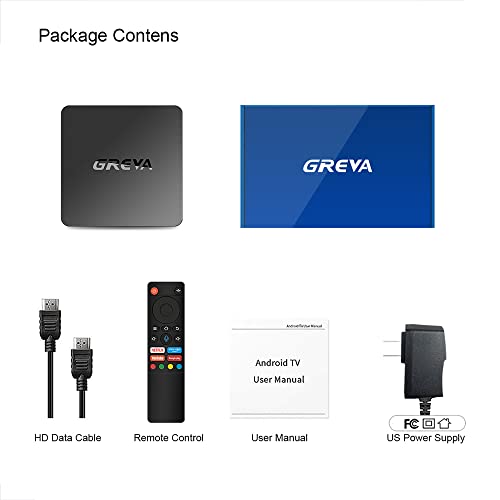 GREVA Android 11 TV Box 4GB RAM 32GB ROM Support Dual Band WiFi 2.4G/5G Voice Remote Control BT 5.0 4K HDR Smart Streaming Media Player