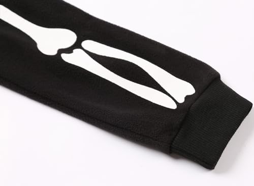 Bordazor Kids Skeleton Costume Glow in The Dark One-Piece Skeleton Hoodie for Halloween (8-10 Years)