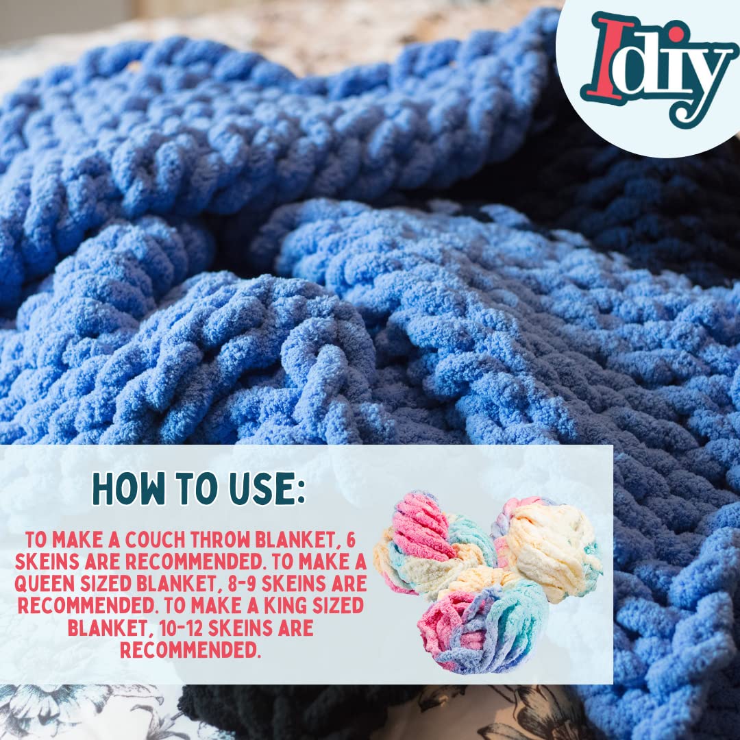 iDIY Chunky Yarn 3 Pack Skein (72 Yards) - Light Grey - Fluffy Chenille Yarn Perfect for Soft Throw and Baby Blankets, Arm Knitting, Crocheting and DIY Crafts and Projects! Homemade Holiday Gift