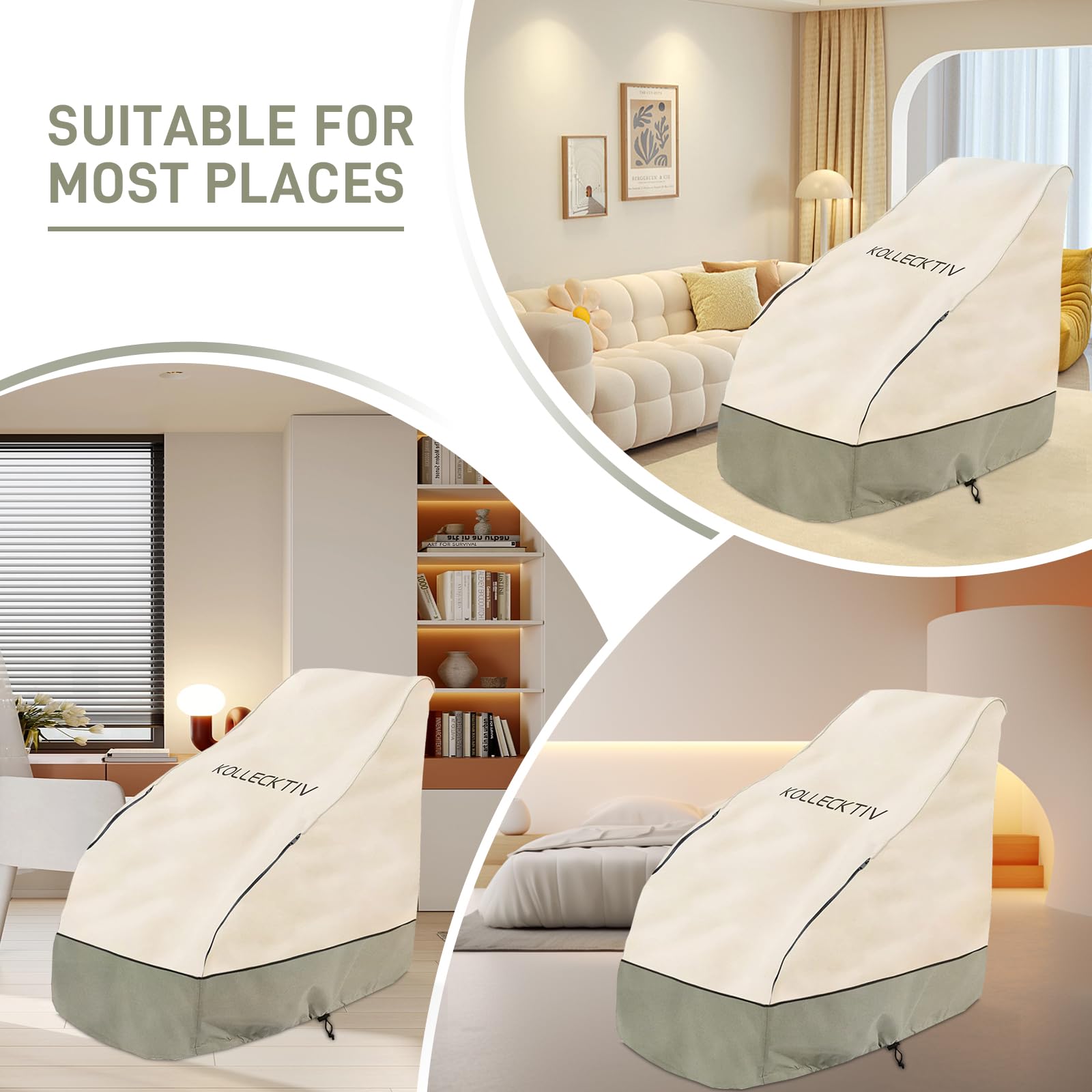 Kollecktiv Massage Chair Cover, Waterproof Dustproof Protector Cover for Full Body Massage Chair Recliner, Cover with Drawstring, Zero Gravity Recliner Massage Chair Protector Cover
