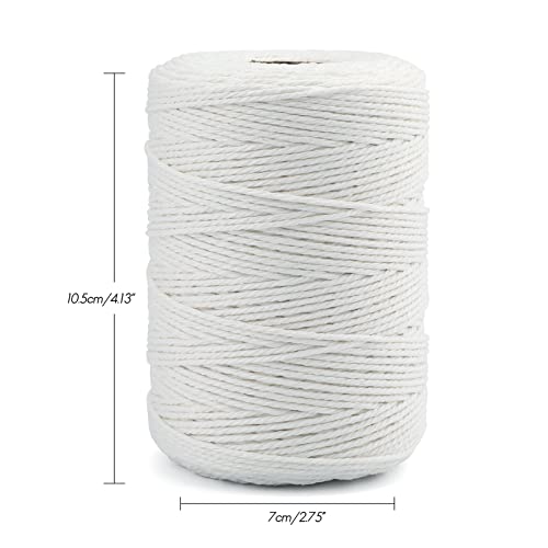 Cotton Bakers Twine,656 Feet 2MM Cotton String for Crafts,Gift Wrapping Twine,Arts & Crafts, Home Decor, Gift Packaging (White)