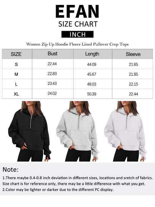 EFAN Sweatshirts Womens Hoodies Oversized Sweaters Quarter Half Zip Pullover Winter Jackets Fall Fashion Outfits 2023 Y2K Clothes Darkpink