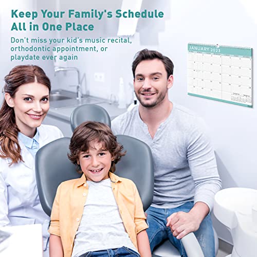 S&O Basic Teal Business Wall Calendar from Jan 2023-Jun 2024 - Tear-Off Monthly Calendar for Office - 18 Month Academic Wall Calendar 2023-2024 - Hanging Calendar with Monthly Mini-Calendars - 10.5x13.5”in
