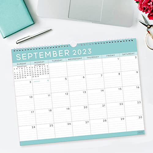 S&O Basic Teal Business Wall Calendar from Jan 2023-Jun 2024 - Tear-Off Monthly Calendar for Office - 18 Month Academic Wall Calendar 2023-2024 - Hanging Calendar with Monthly Mini-Calendars - 10.5x13.5”in