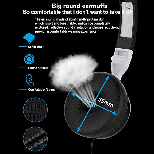 LUYANhapy9 Gaming Headphone,Wired Foldable 3.5mm HiFi Audio Bass Headset Stereo Surround Noise Cancelling Over Ear for Phone/Tablet White One Size