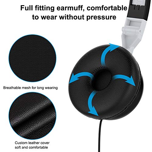 LUYANhapy9 Gaming Headphone,Wired Foldable 3.5mm HiFi Audio Bass Headset Stereo Surround Noise Cancelling Over Ear for Phone/Tablet White One Size