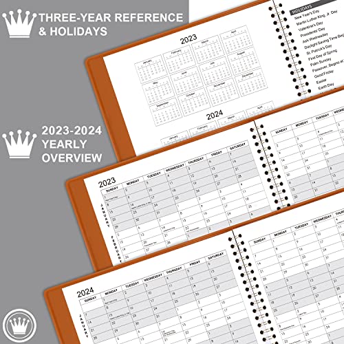 2023-2024 Monthly Planner - 18 Months Calendar/Planner with Faux Leather, 8.86" x 11.4", Jul.2023 - Dec.2024, 15 Notes Pages, Strong Twin - Wire Binding, Pocket, Monthly Tabs, Perfect Organizer