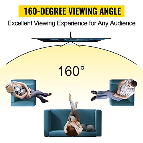 VEVOR Tripod Projector Screen with Stand 100inch 16:9 4K HD Projection Screen Stand Wrinkle-Free Height Adjustable Portable Screen for Projector Indoor & Outdoor for Movie, Home Cinema, Gaming, Office