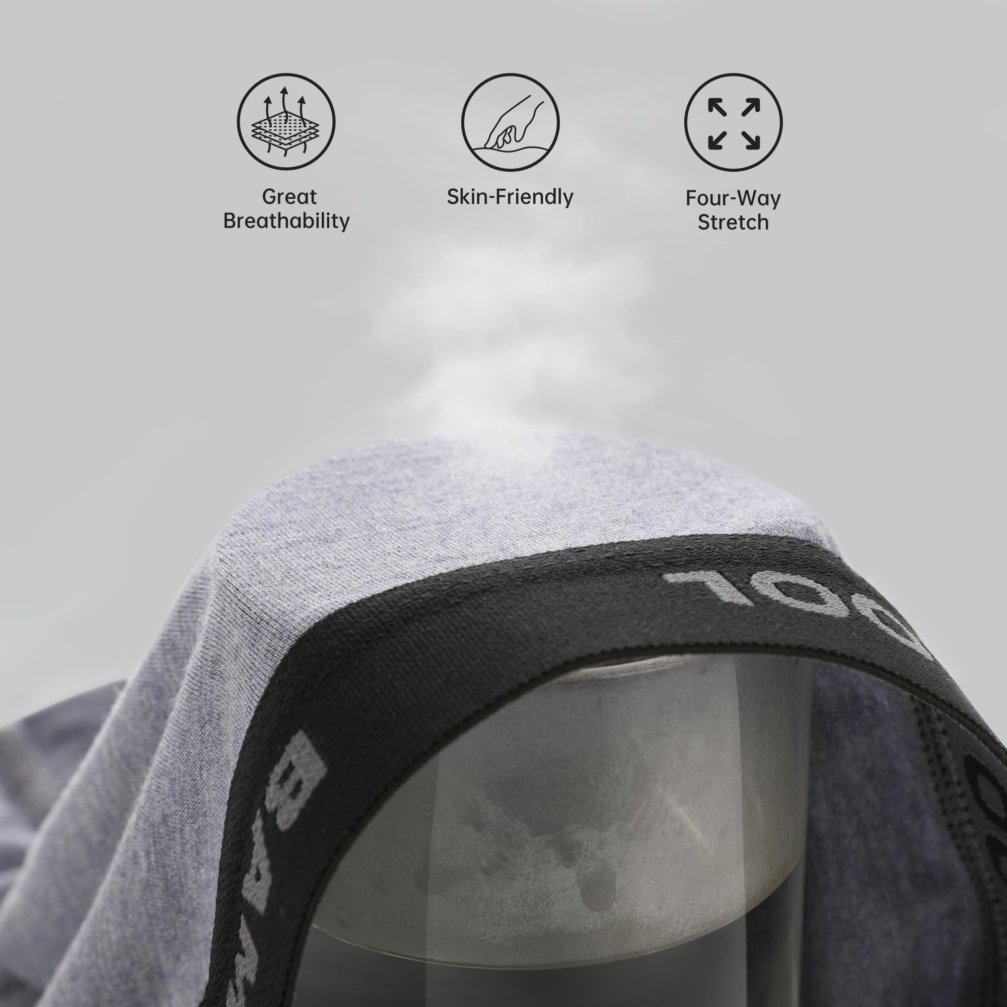 BAMBOO COOL Men's Ultra Breathable Underwear,No Riding Up Boxer Briefs with ComfortFlexible Waistband,Multipack