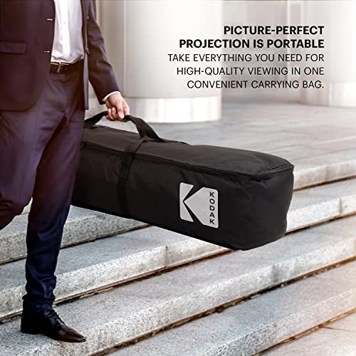 KODAK 120” Dual Projector Screen w/ Stand | Fast Fold Gray Front & Rear Projection Backdrop for Outdoor & Indoor Movies with Tripod, Outdoor Stability Kit, & Black Storage Carry Case