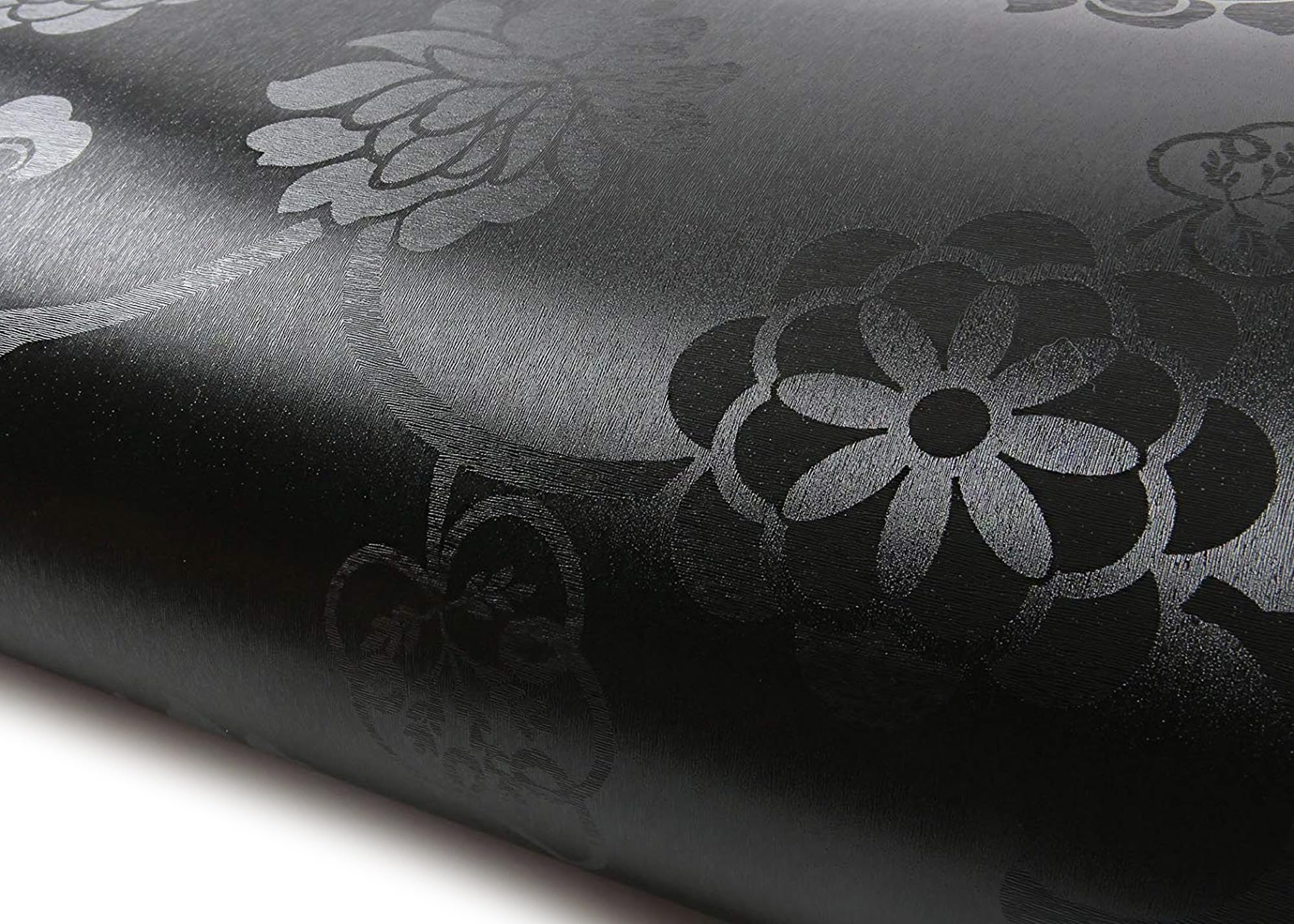 Peel and Stick Flame Retardation PVC Instant Floral Decorative Self-Adhesive Film Countertop Backsplash Grace Black Pearl (MF5154-6 : 2.00 Feet X 6.56 Feet)