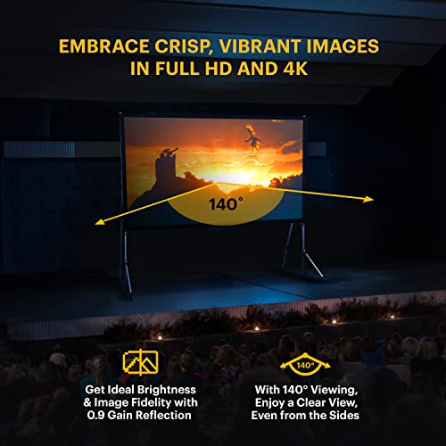 KODAK 120” Dual Projector Screen w/ Stand | Fast Fold Gray Front & Rear Projection Backdrop for Outdoor & Indoor Movies with Tripod, Outdoor Stability Kit, & Black Storage Carry Case