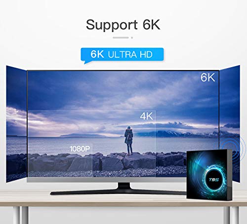 T95 Android TV Box 4GB RAM 128GB ROM- Streaming Media Players with Max Storage- Android Box 2023, H616 Quad-core 64bit, 2.4G/5.0G Dual WiFi, 6K Ultra HD, Bluetooth 5.0 & Wireless Backlit Mini Keyboard