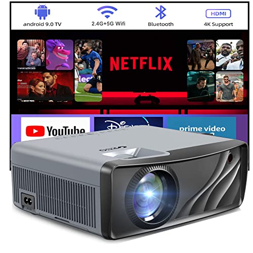 EUG X760+ Outdoor Projector 4K Support, Movie Projector with 5G WiFi Bluetooth,Smart Portable 1080P Native with 7000+Apps,HiFi Speaker, Home Video Proyector for Home Theater, HDMI/Phone/Laptop/iPhone