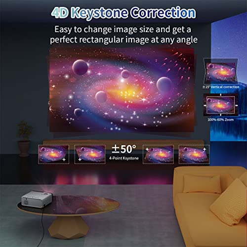 EUG X760+ Outdoor Projector 4K Support, Movie Projector with 5G WiFi Bluetooth,Smart Portable 1080P Native with 7000+Apps,HiFi Speaker, Home Video Proyector for Home Theater, HDMI/Phone/Laptop/iPhone
