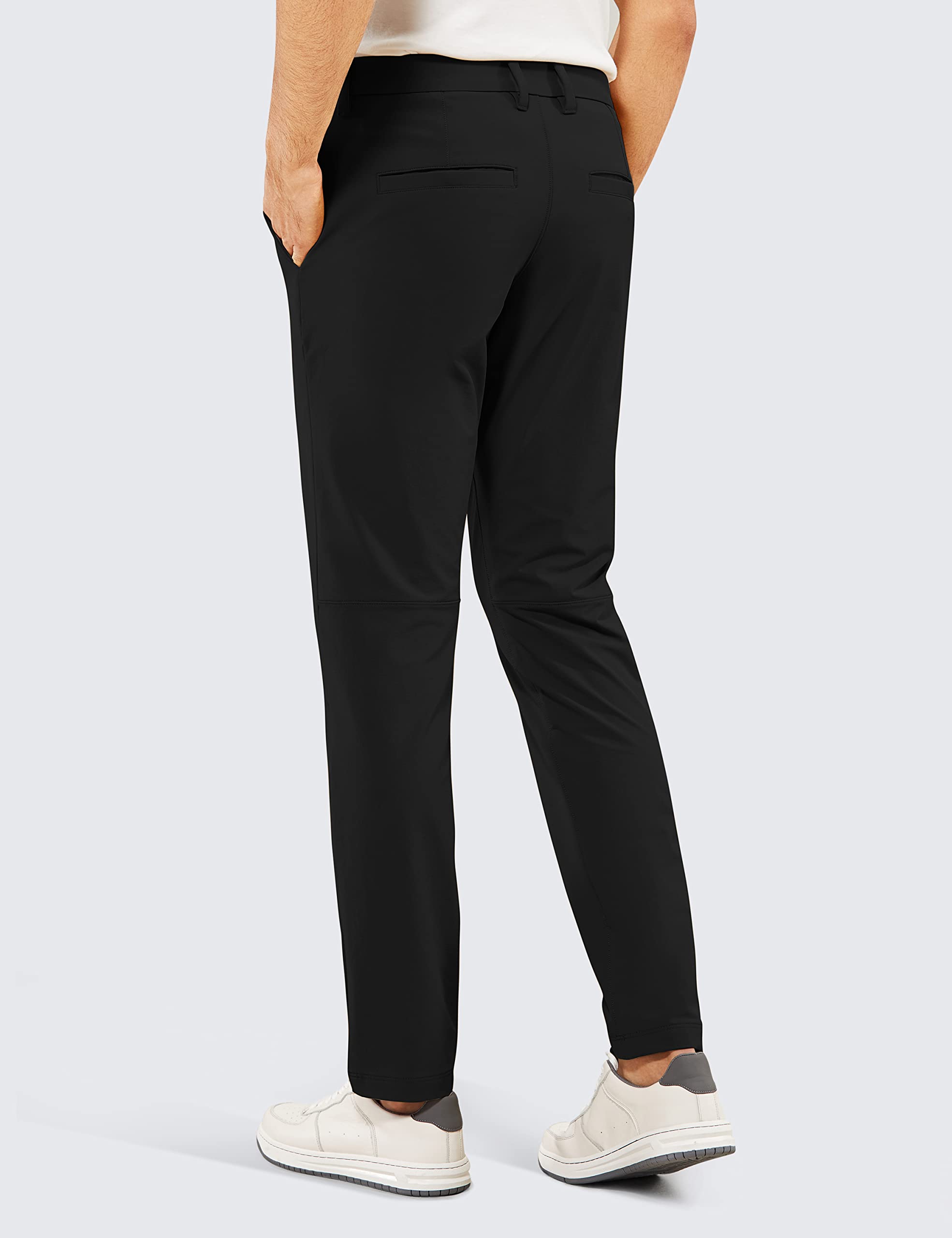 CRZ YOGA Men's Stretch Golf Pants - 35" Slim Fit Stretch Waterproof Outdoor Thick Golf Work Pant with Pockets Black 33W x 35L
